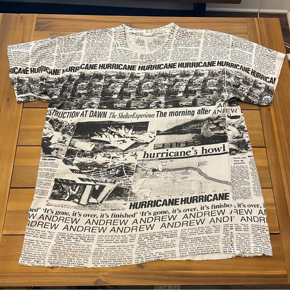 Vintage | Shirts | Vintage 9s Hurricane Andrew Aop All Over Single ...